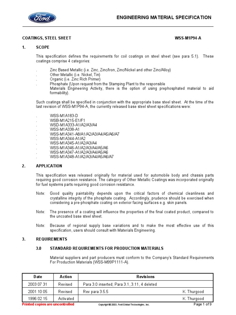 WSS M1P94 A | PDF | Sheet Metal | Steel