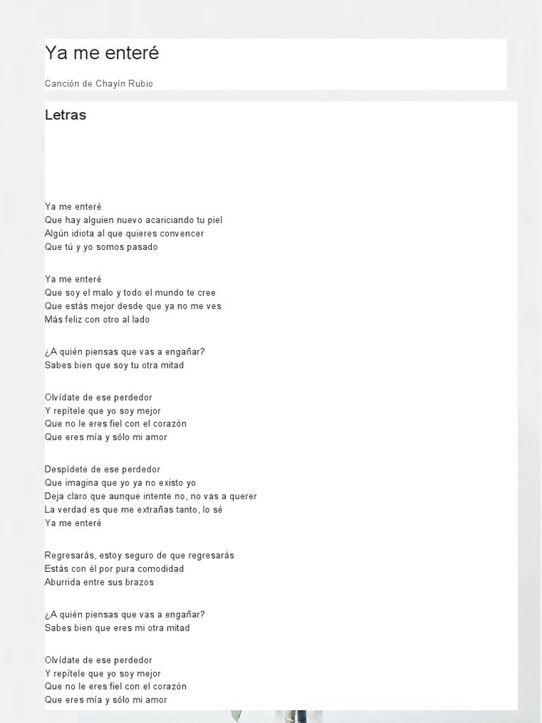 Ya Me Enteré | PDF