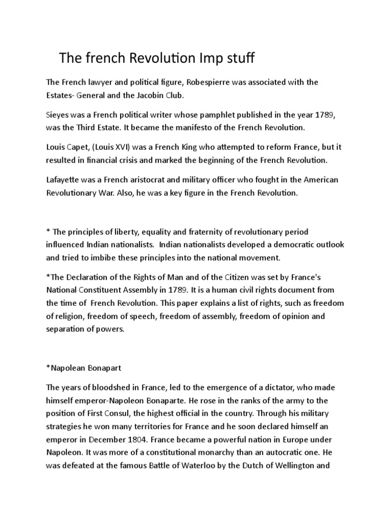 Key Figures and Events of the French Revolution | PDF | French ...