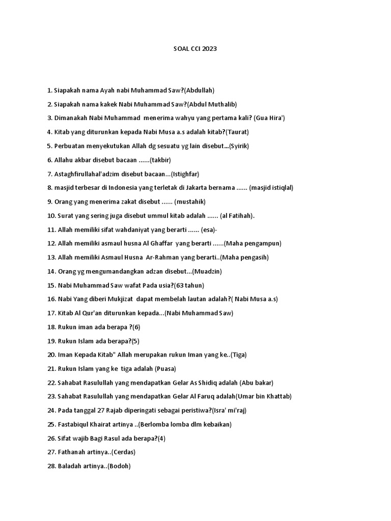 Soal Cci 2023 | PDF