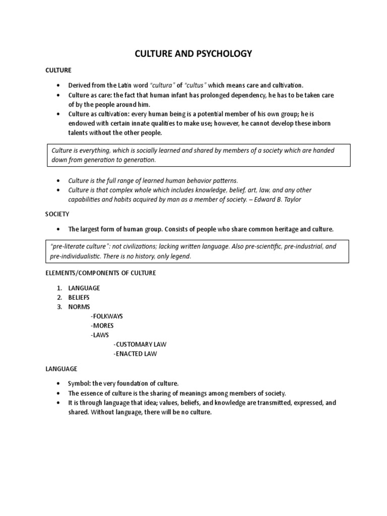 Culture and Psychology Introduction | PDF