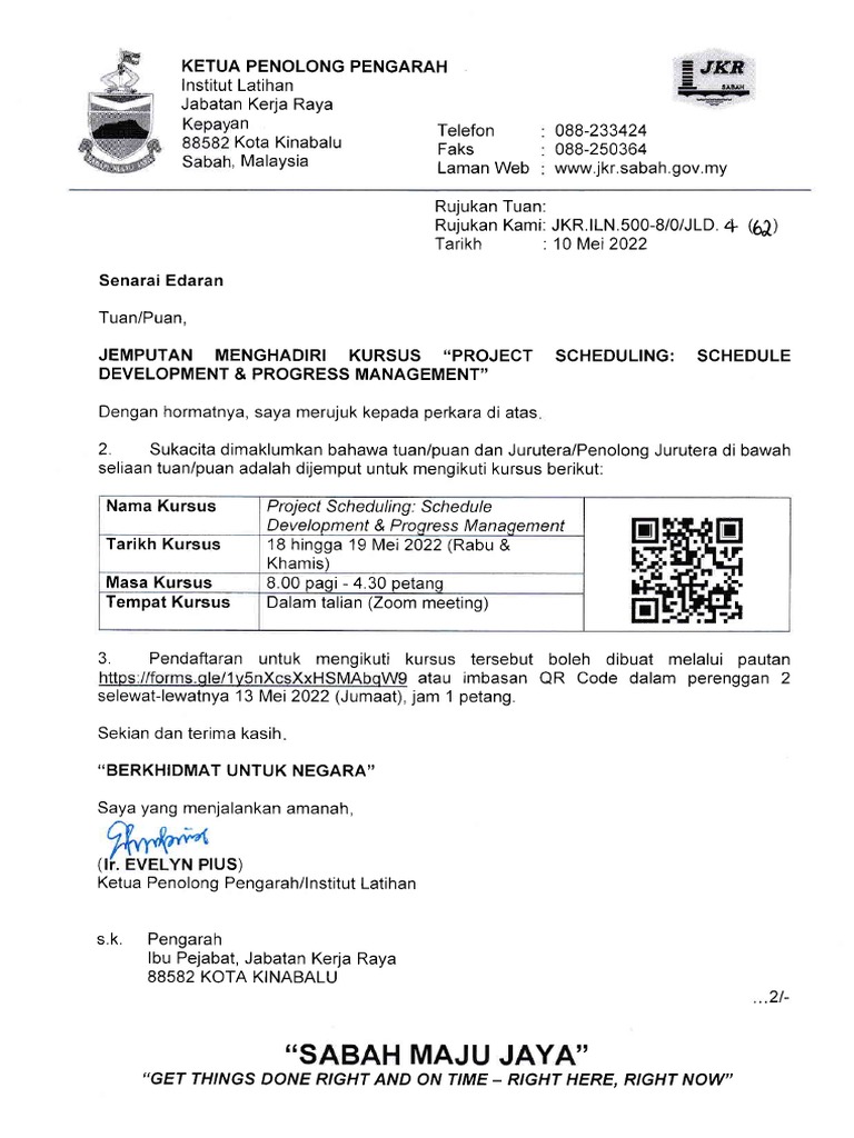 Jemputan Ke Kursus Pada 18-19 Mei 2022 | PDF