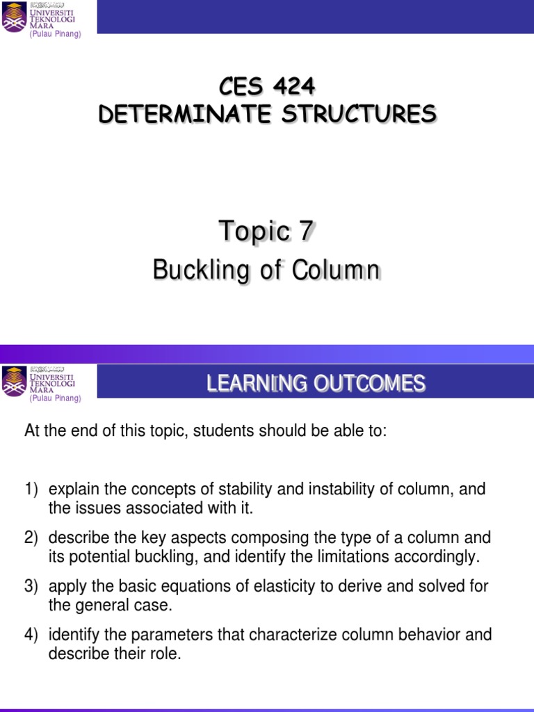 CES424 - Topic 7 (Buckling of Column) | PDF