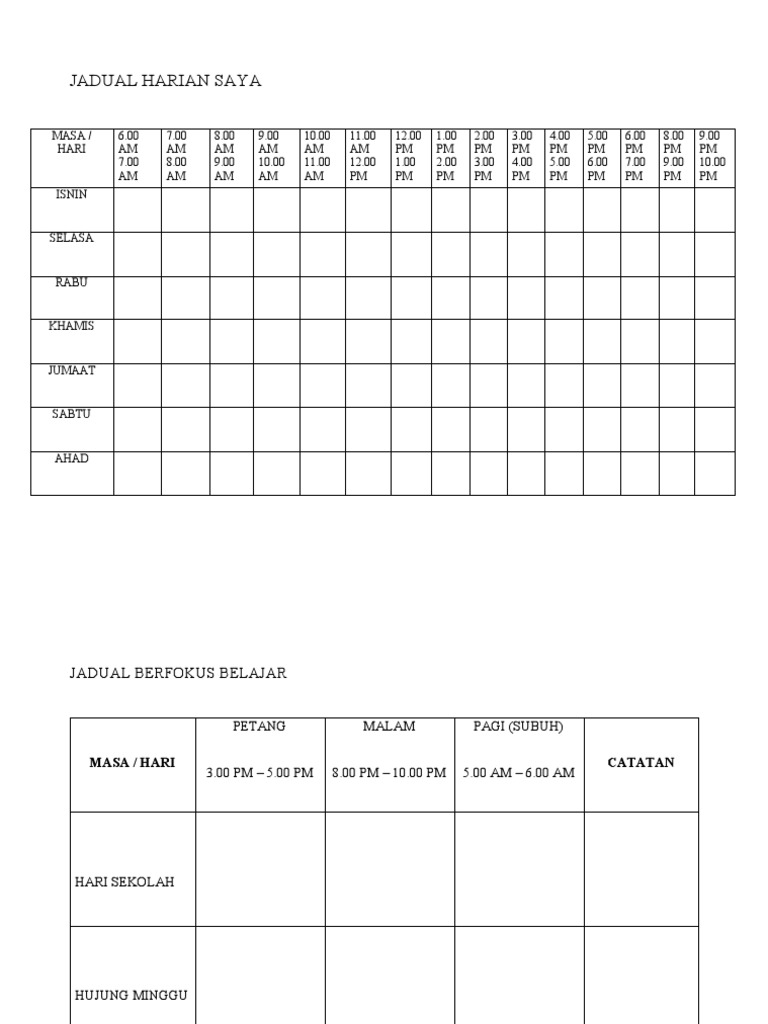 Jadual Harian Saya | PDF