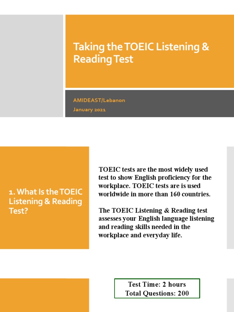 TOEIC Public Test Overview for Test Takers | PDF