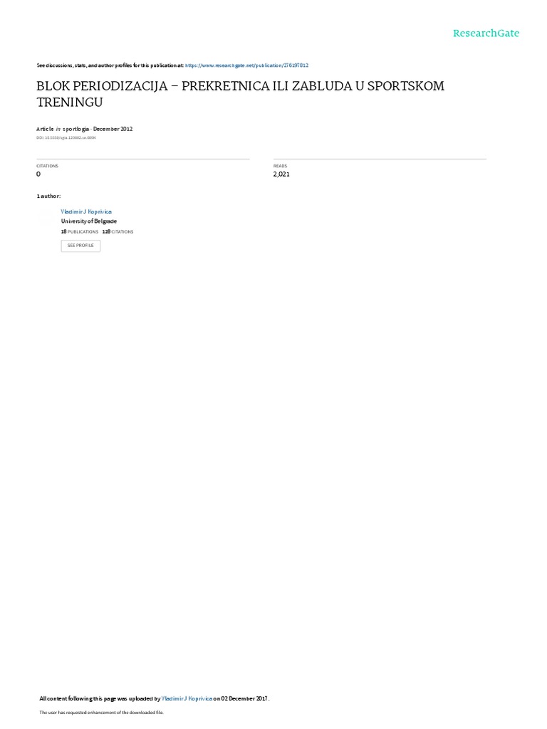 Blok Periodizacija - Prekretnica Ili Zabluda U Spo | PDF