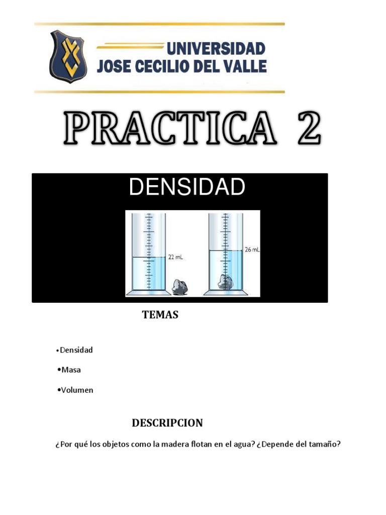 Practica 2-Masa, Volumen y Densidad | PDF | Densidad | Cantidad