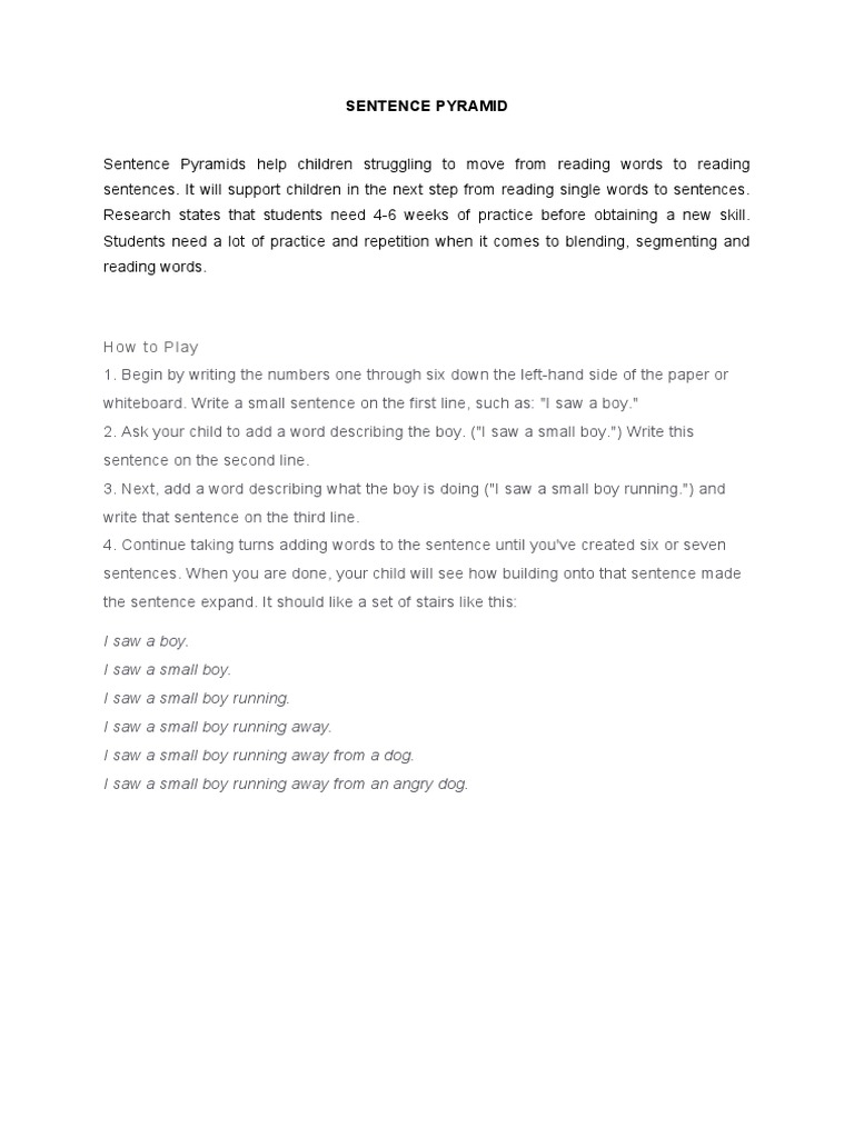 Sentence Pyramid | PDF