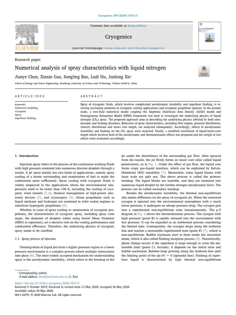 Cryogenic Spray Dynamics Analysis | PDF | Teaching Methods & Materials ...
