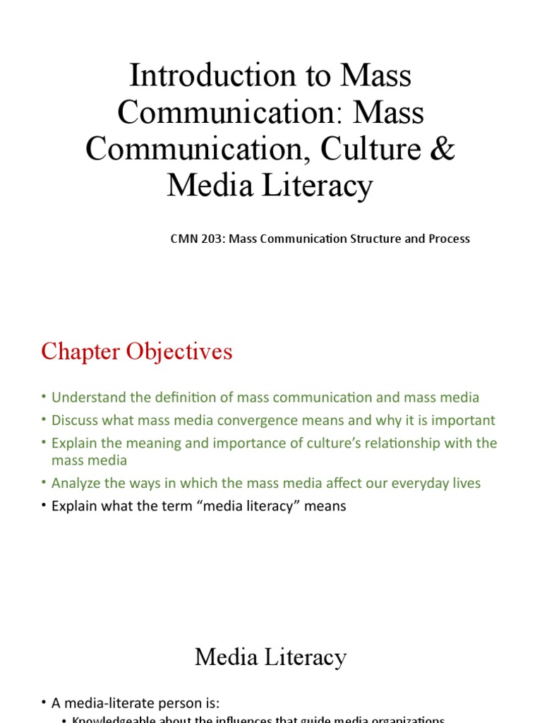 Lecture Slide 3 - Introduction To Mass Communication - Continued 2 | PDF