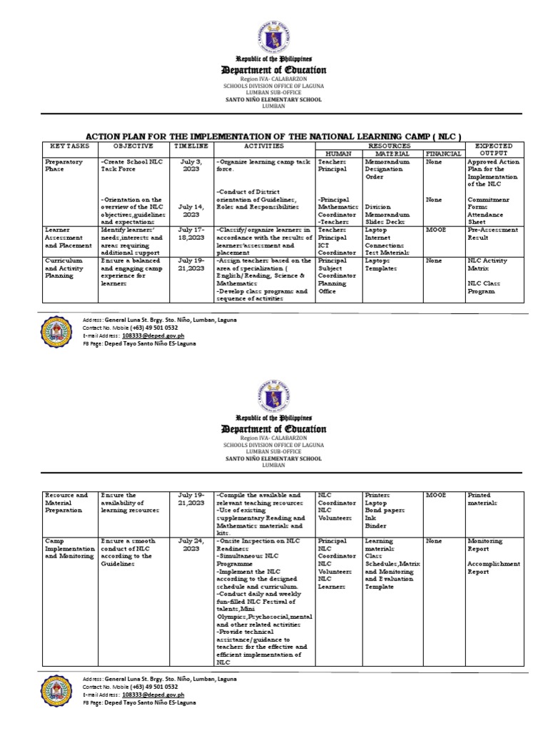 Snes-Matrix and Action Plan in NLC | PDF