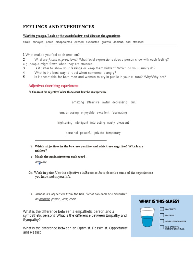 Feelings, Experiences, Adjectives | PDF