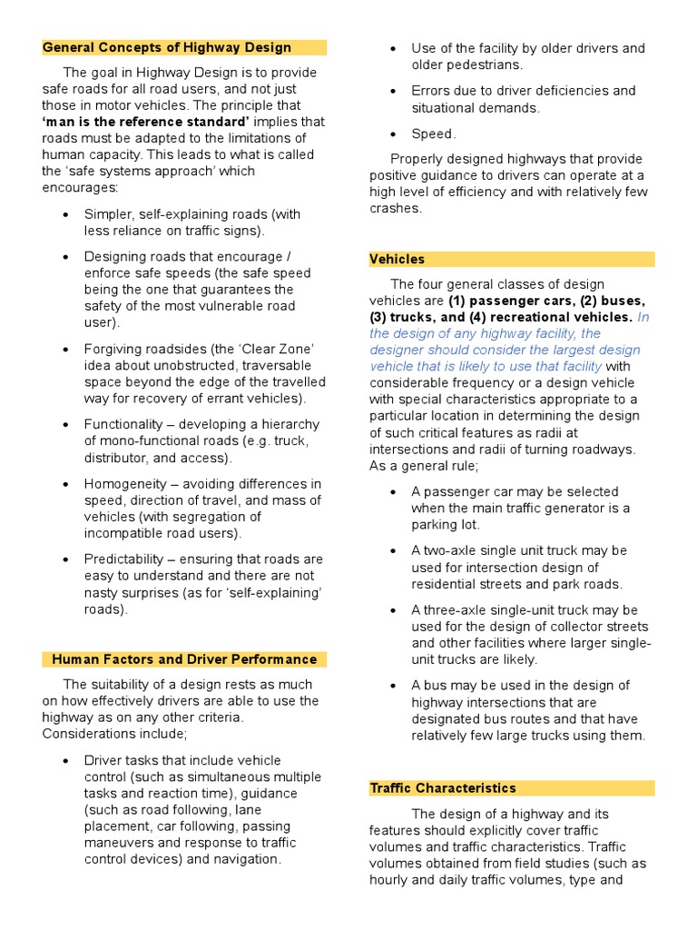 General Concepts of Highway Design | PDF | Traffic | Road