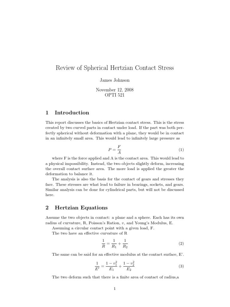 Hertz Contact | PDF