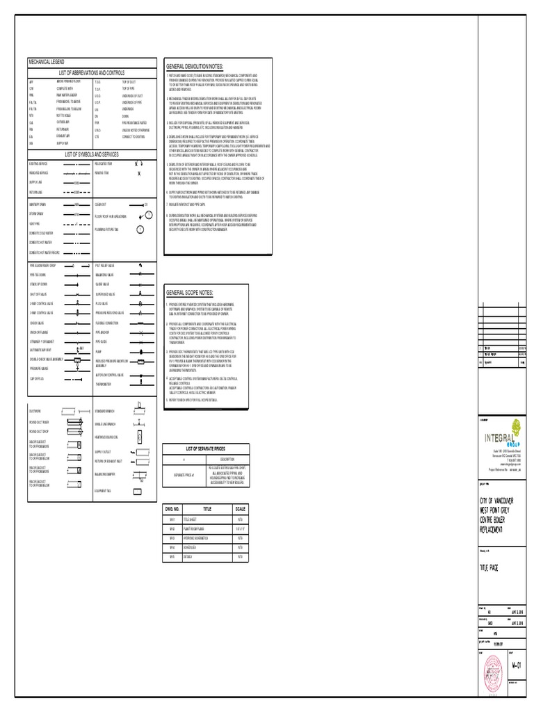 Westpoint Grey CC Issued For Tender Mech Drawings | PDF | Duct (Flow) | Boiler