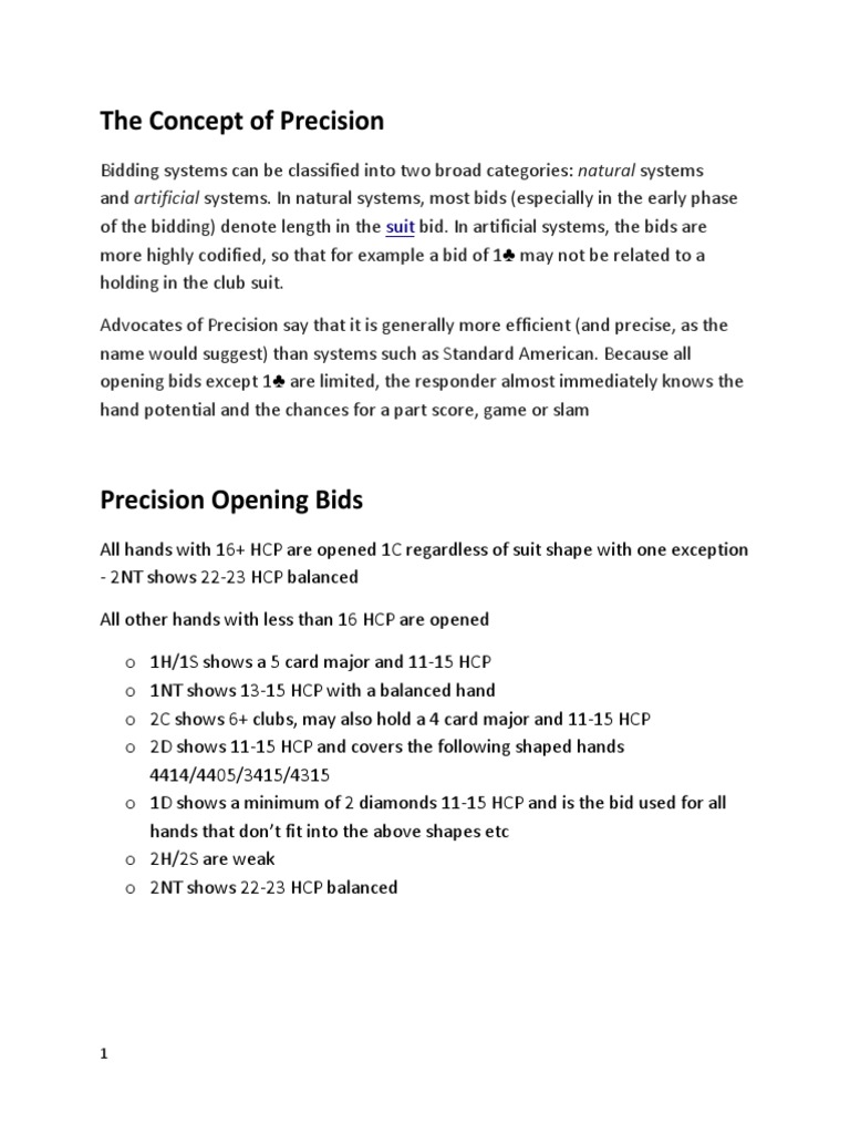 Introduction To Precision Bridge | PDF | French Deck Card Games | Games Of Chance