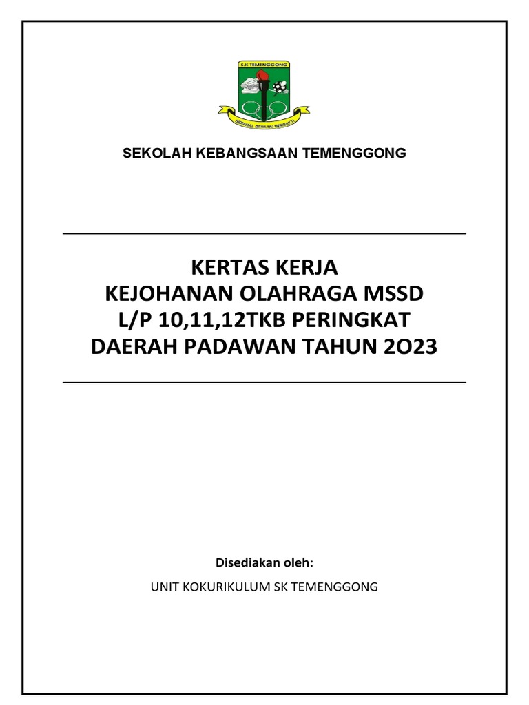 Kertas Kerja Olahraga MSSD 2023 | PDF