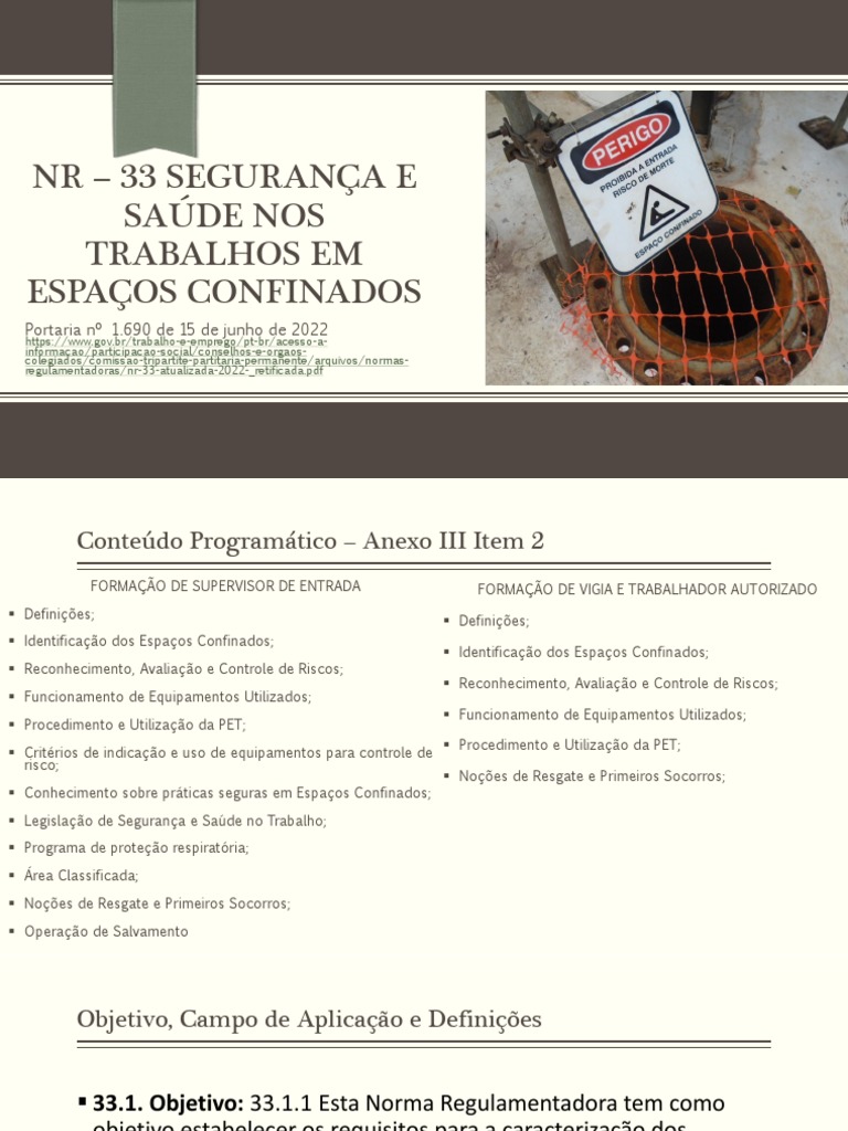 Apresentação NR 33 Atualizada 2023 | PDF