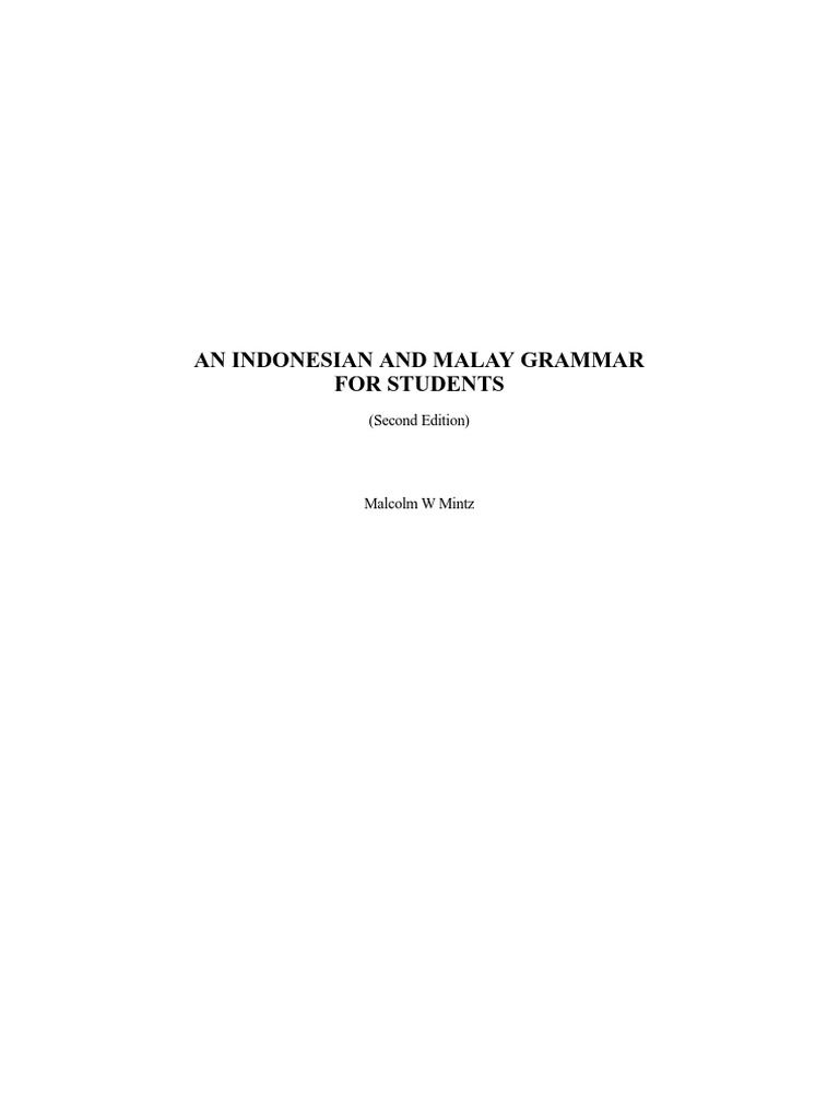 An Indonesian and Malay Grammar For Students | PDF