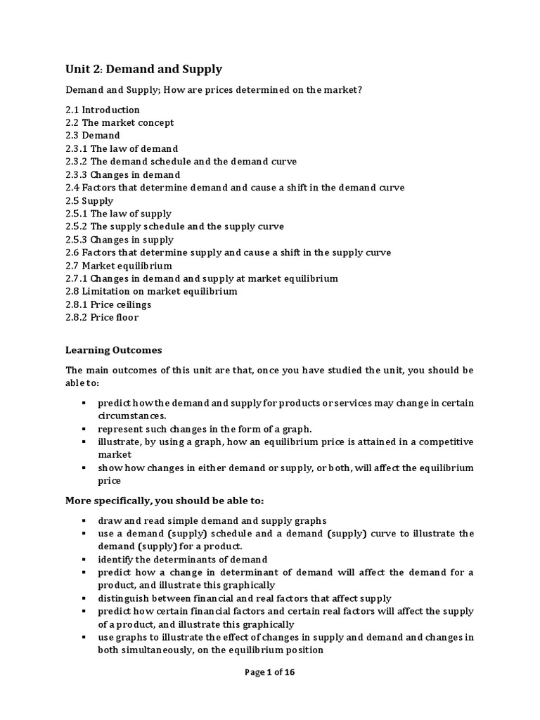 Unit 2 Demand and Supply EGT3761 | PDF