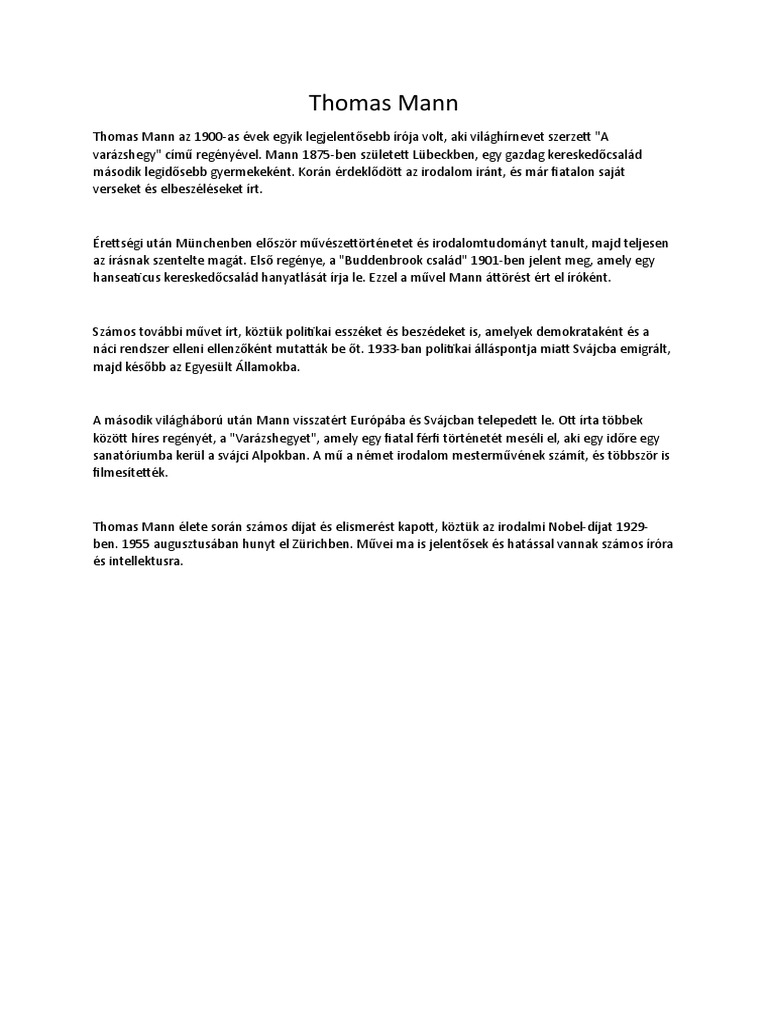 Thomas Mann | PDF