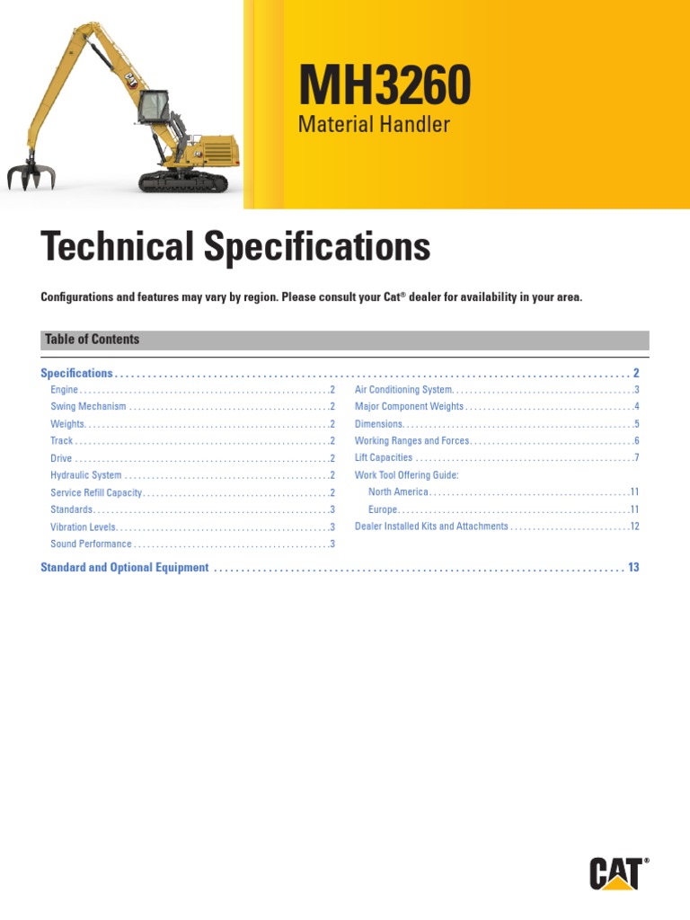 Caterpillar MH3260 Tech Spec EU | PDF