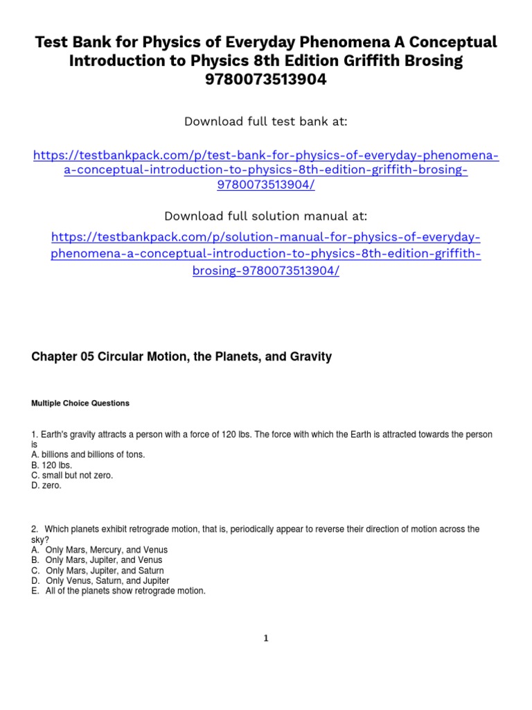 Physics of Everyday Phenomena A Conceptual Introduction To Physics 8th ...