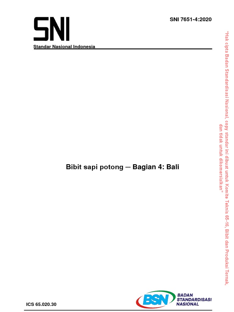 SNI Sapi Potong Bali | PDF