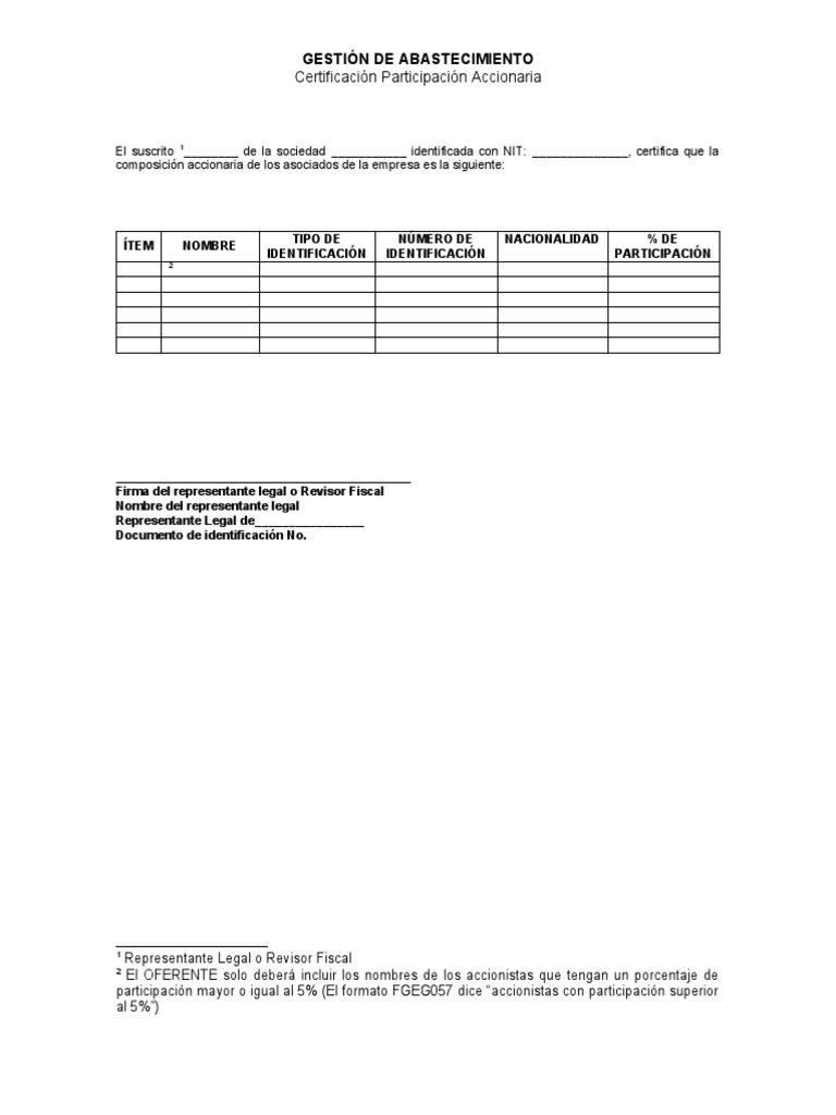 Modelo - Certificado de Participacion Accionaria | PDF Modelo - Certificado de Participacion Accionaria | PDF