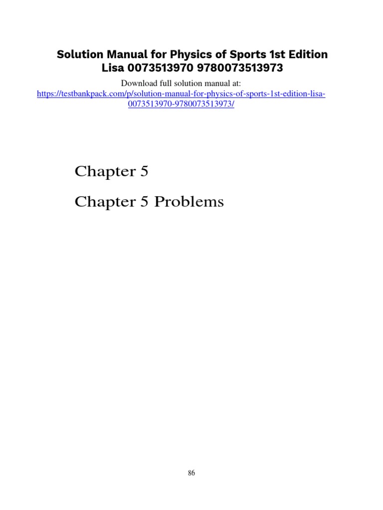 Physics of Sports 1st Edition Lisa Solutions Manual 1 | PDF