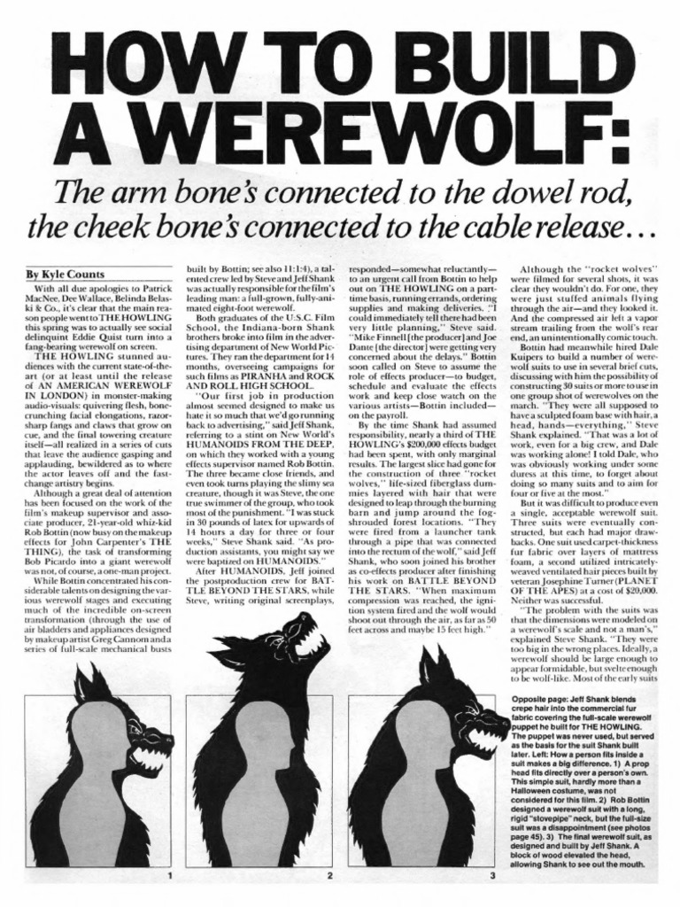 The Howling How To Build A Werewolf | PDF