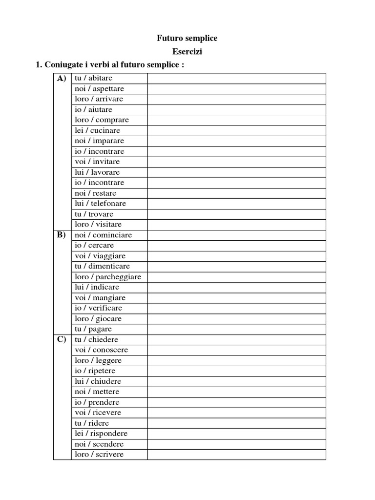 Futuro Semplice Pdf
