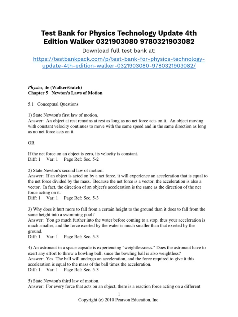 Physics Technology Update 4th Edition Walker Test Bank 1 | PDF ...