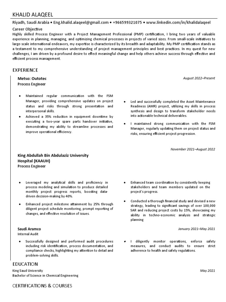 Process Engineer Career Profile | PDF