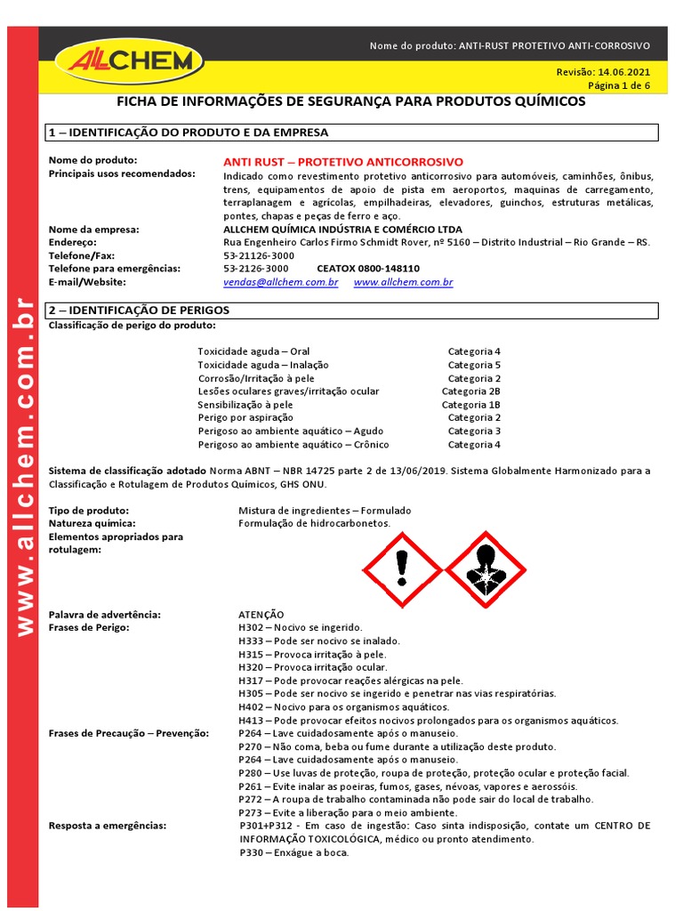 Fispq Anti-Rust Protetivo Anti-Corrosivo | PDF | Desperdício | Águas ...