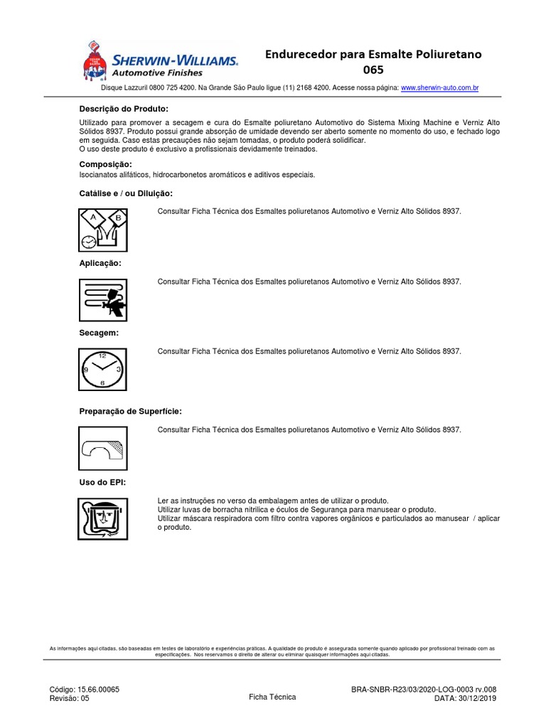 FT - 15.66.00065 - Endurecedor para Esmalte Poliuretano | PDF | Poliuretano | Química