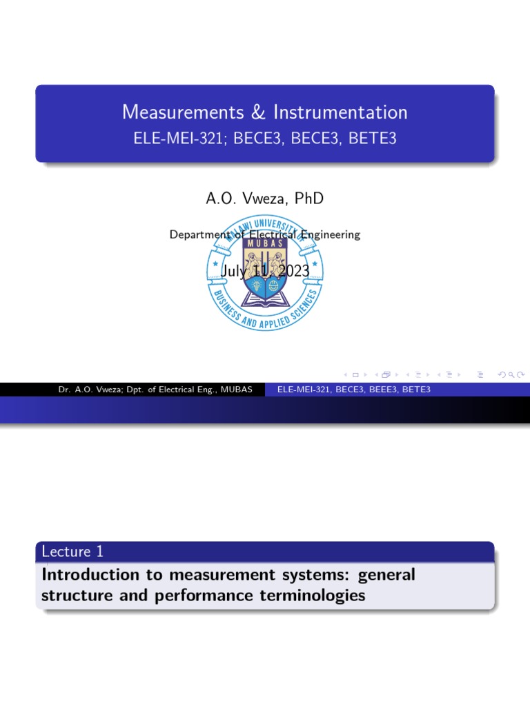 Lecture 1 - Introduction To Measurement Systems | PDF | Accuracy And Precision | Observational Error
