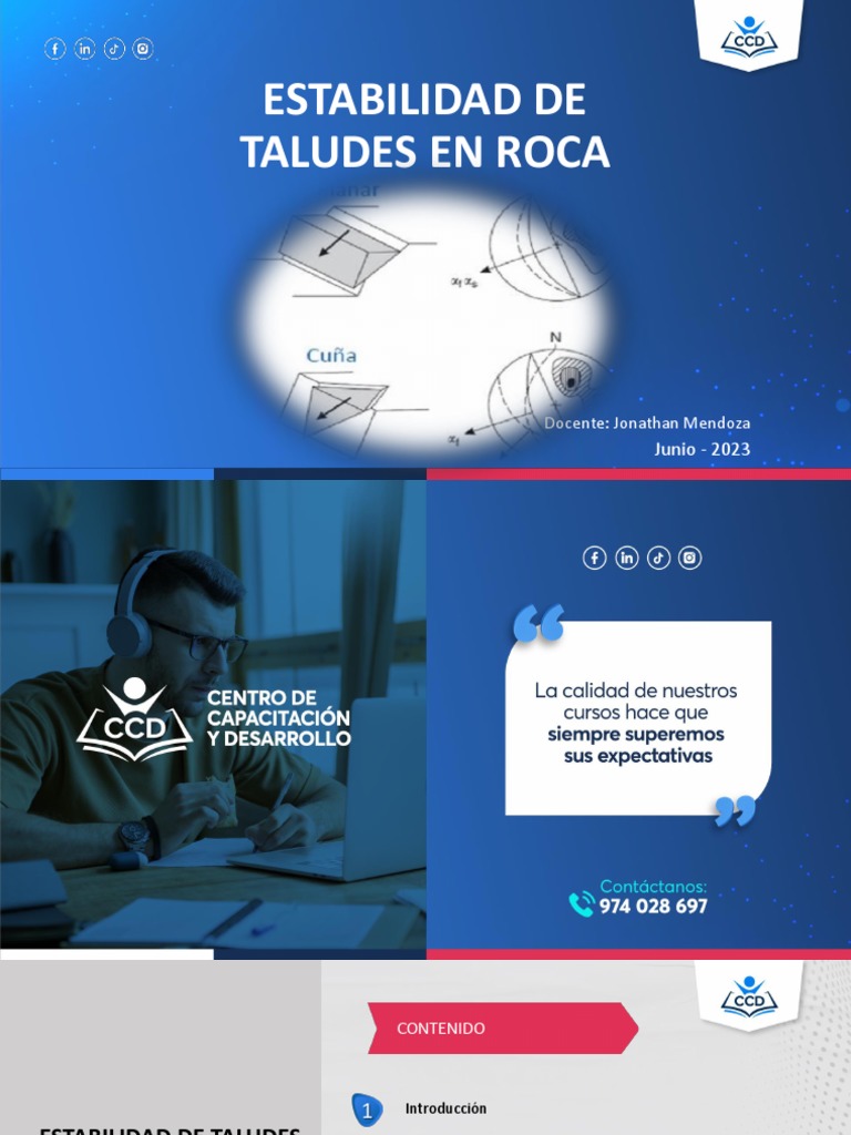 ESTABILIDAD DE TALUDES EN ROCA - CURSO ESTABILIDAD DE TALUDES | PDF ...