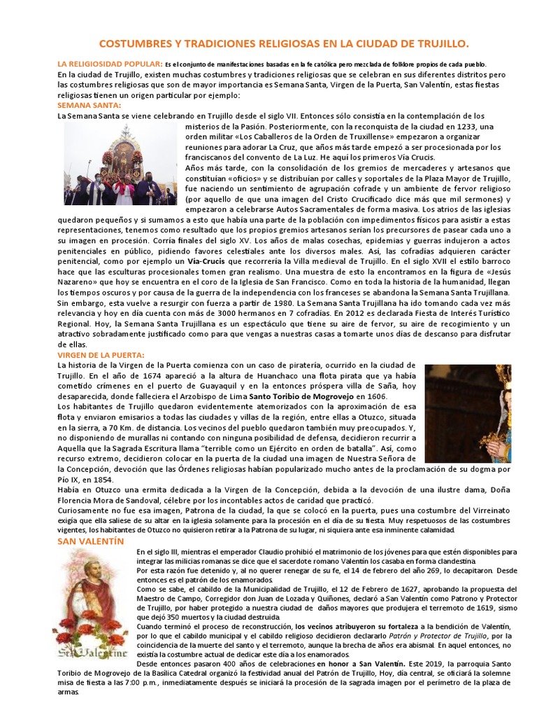 Tradiciones religiosas en Trujillo | PDF | Ciencias sociales