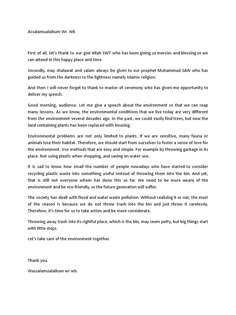 EXAMPLE Speech Text For Junior High School | PDF