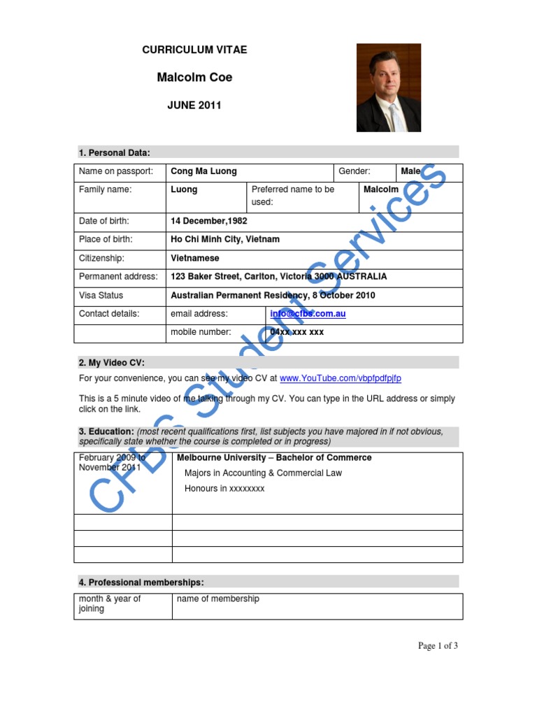 Malcolm Coe: Curriculum Vitae | PDF | Vietnam | Curriculum