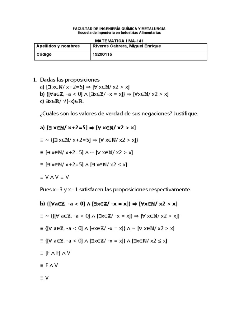 Análisis de Proposiciones Matemáticas | PDF