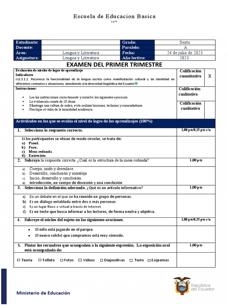 6to Eval 1er Trim Todas | PDF | Respiración | Anfibio