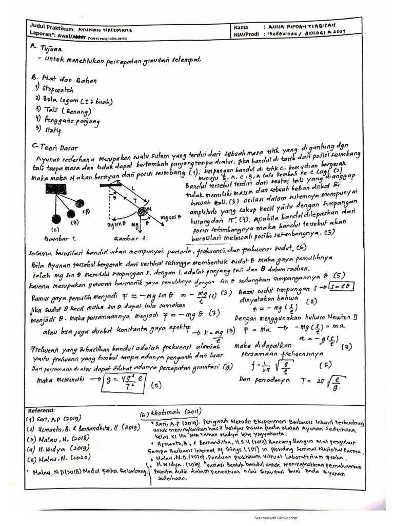 Laporan Akhir Fisika Dasar Ayunan Matematis | PDF