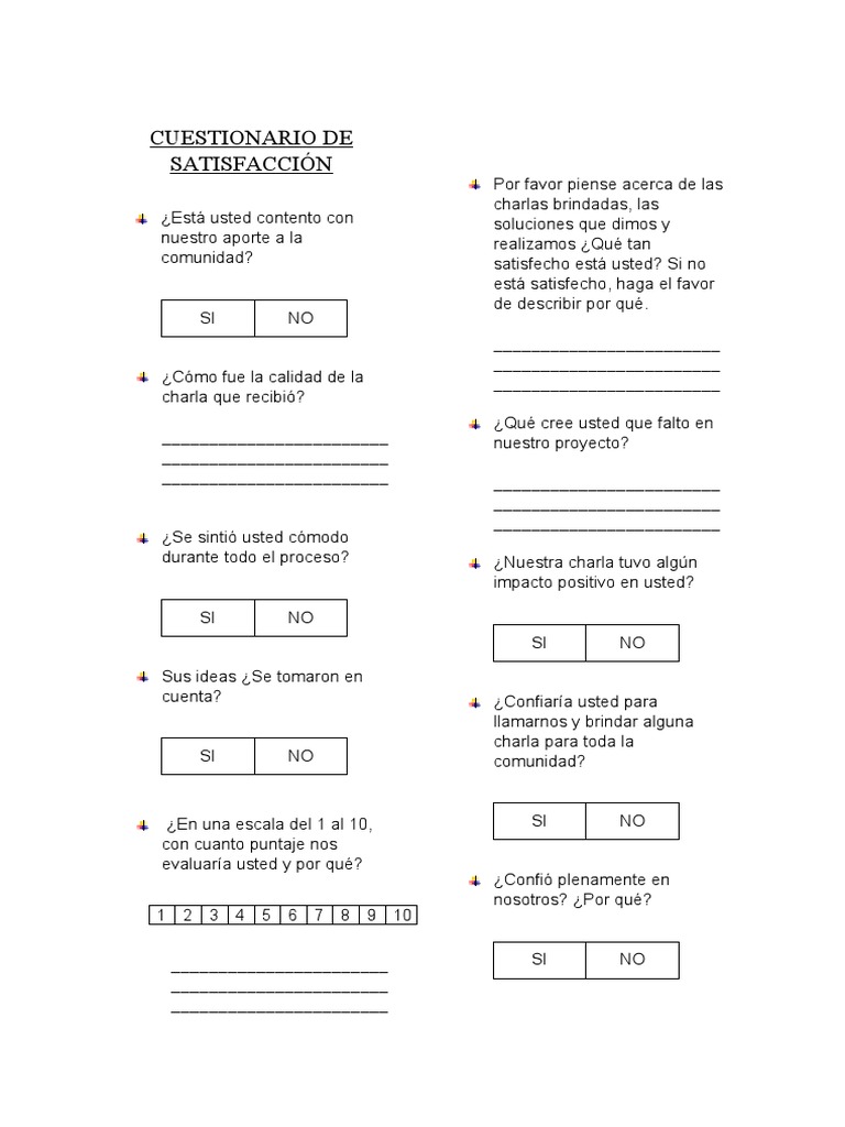 Cuestionario de Satisfaccion | PDF