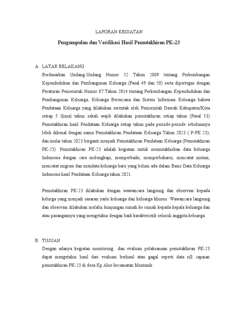 23 FORMAT LAPORAN MONEV (3) | PDF
