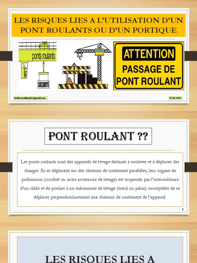 Pont roulant (risques et consignes de sécurité) | PDF