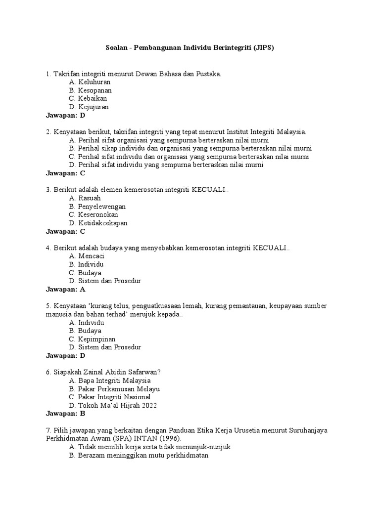 Soalan JIPS (60s) | PDF