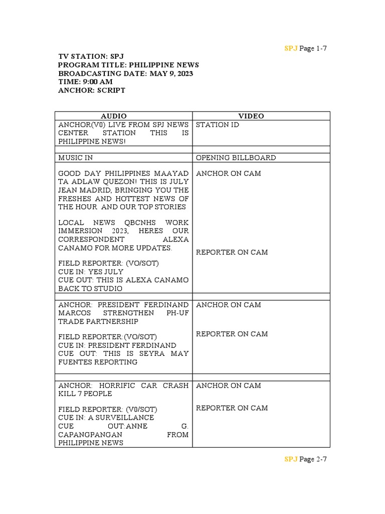 Broadcasting Script | PDF | Sports & Recreation