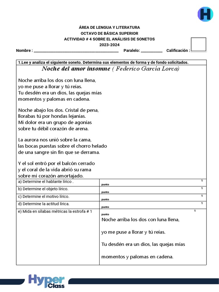 Actividad Práctica 4 Sobre El Soneto | PDF